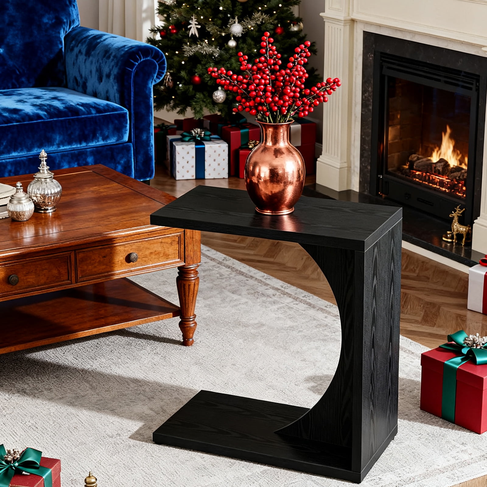 Christmas C Shaped End Table For Couch, Multipurpose Sofa Side Table ...