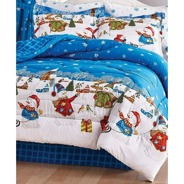 Christmas Cabin Snowman Winter Wonderland Twin Comforter Set (6 Piece ...