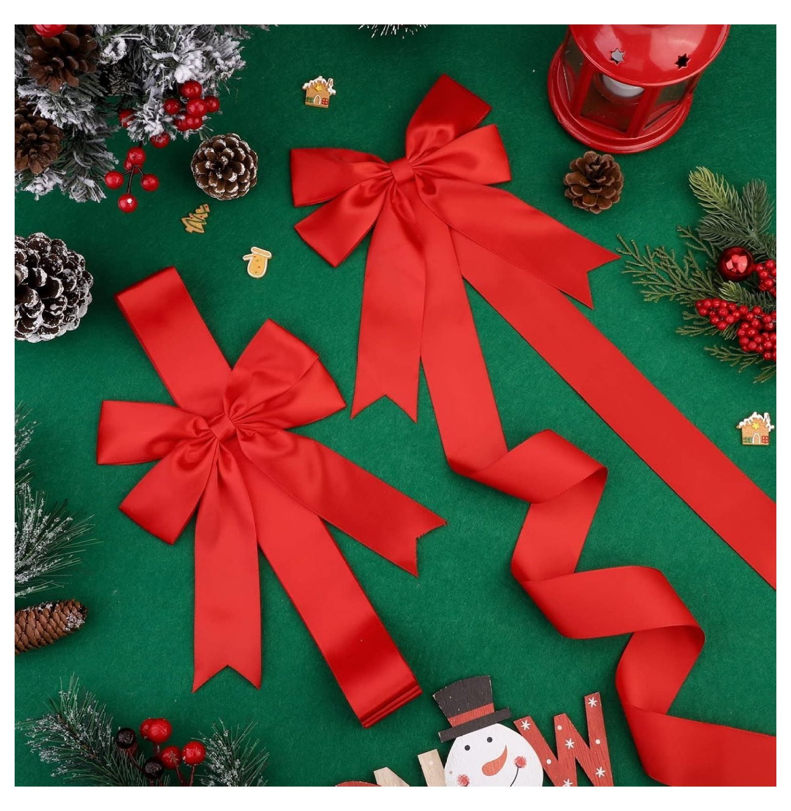 Christmas Cabinet Bows 6 Pack, Large Red Ribbon Door Bows - 10x87 Inch ...