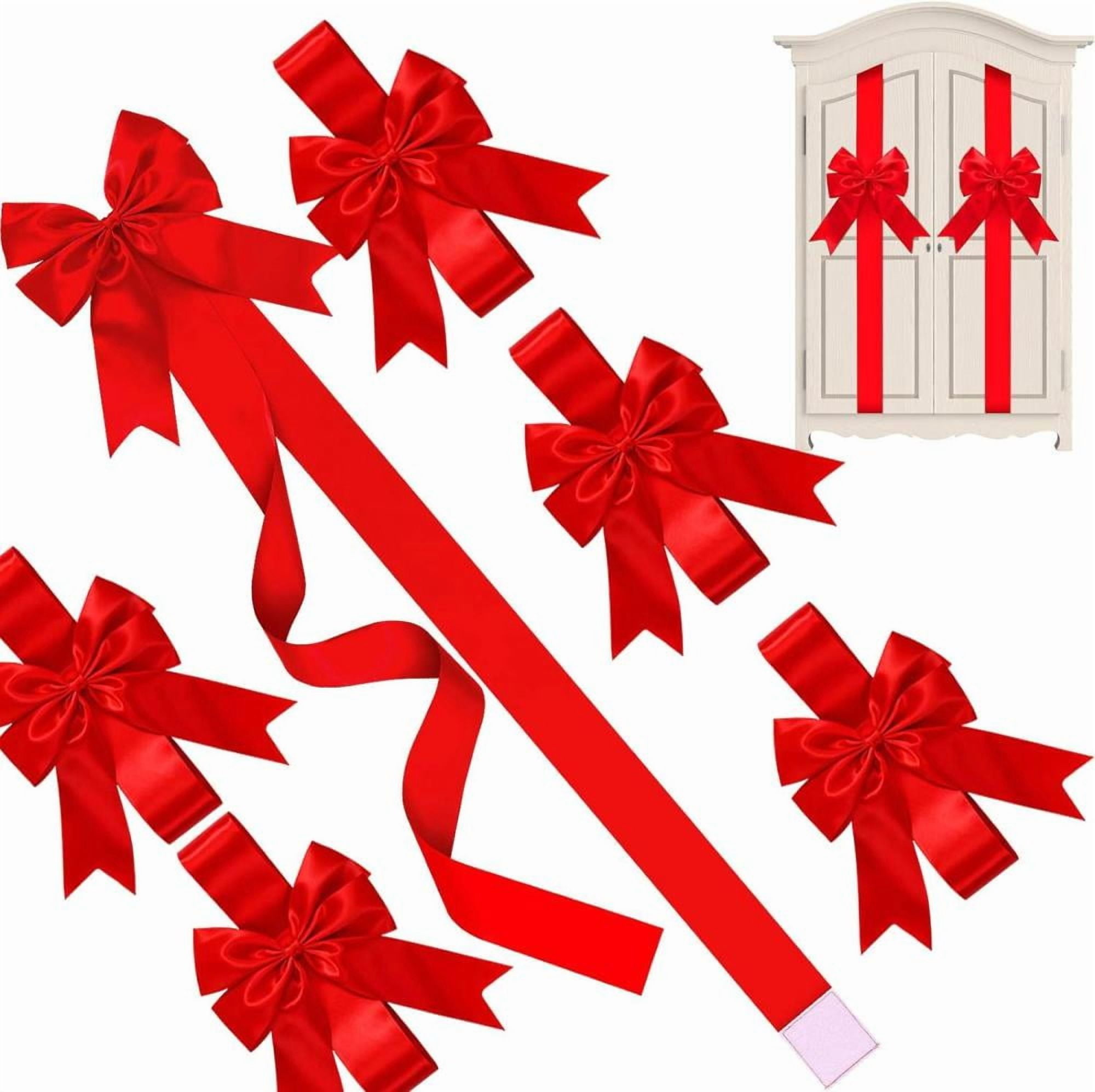 Christmas Cabinet Door Bows and Ribbons, Large Red Velvet Door Cabinet ...
