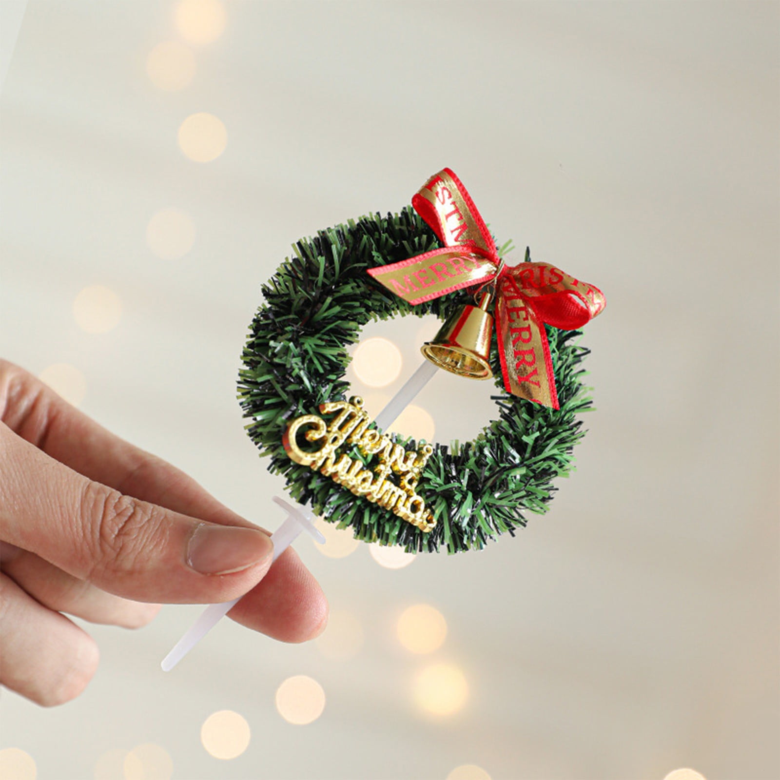 Christmas Cake Decorations Xmas Cake Toppers Santa Deer Star Tree Bell Garland Festive Stand UP ...