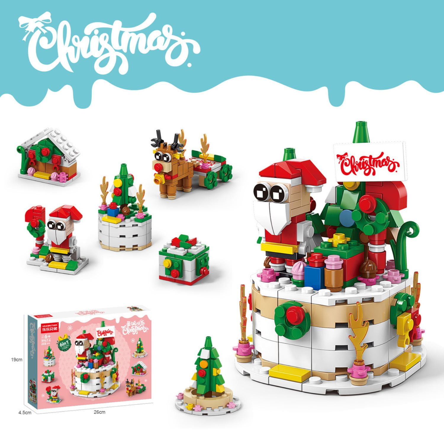 Christmas Cake Mini Xmas Tree Building Block Set Creative Ornament Toys ...