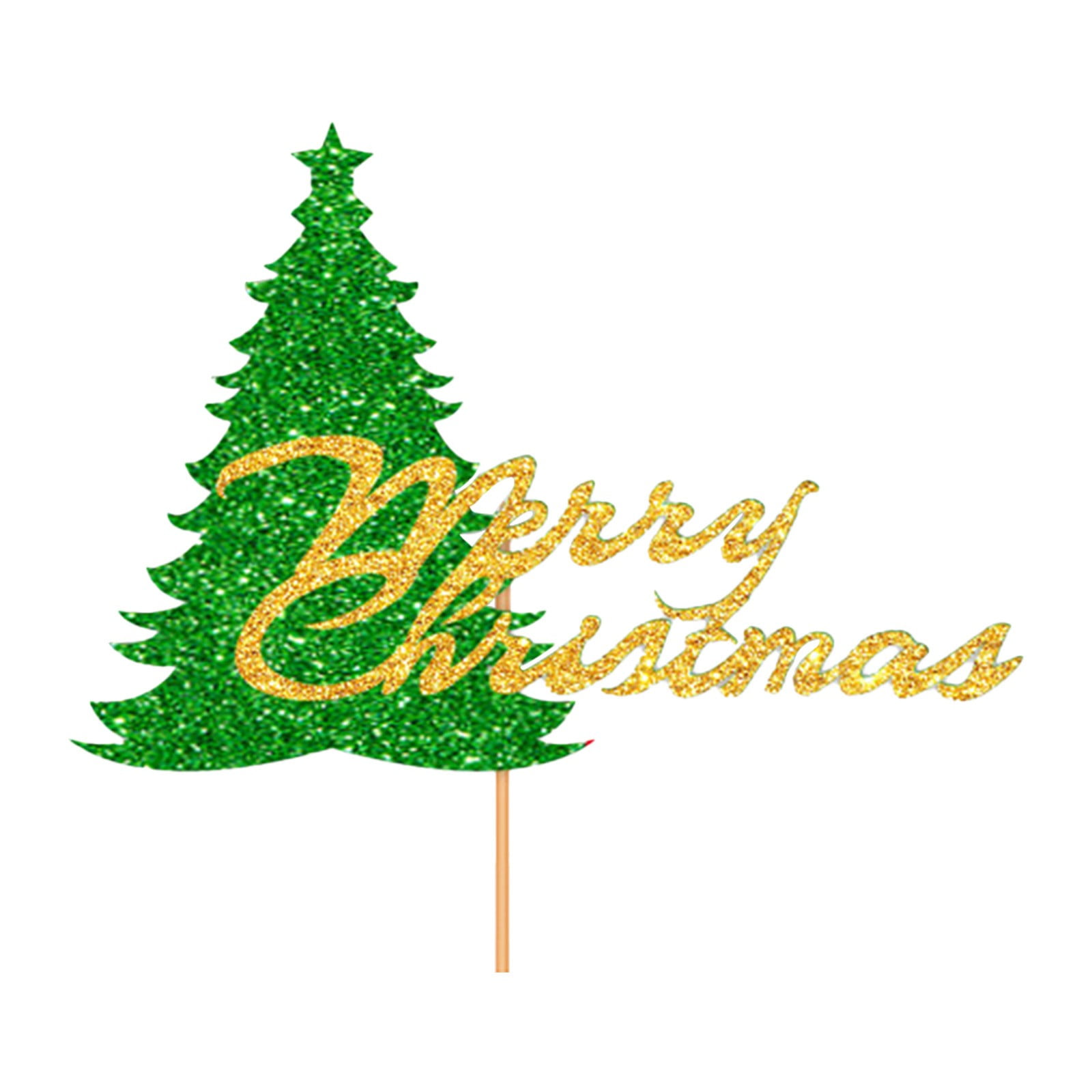 Christmas Cake Toppers Xmas Tree Cupcake Topper Gold Letter Cupcake ...