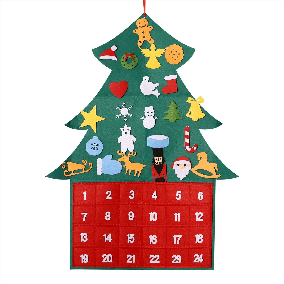 Christmas Calendar Felt Christmas Tree DIY Hanging Pendant Christmas ...