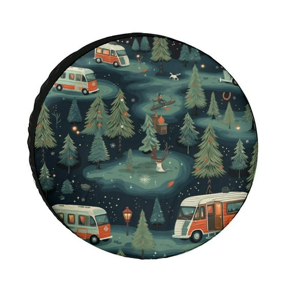 Christmas Camping Camping Spare Tire Cover Travel Car Tent Mountain ...