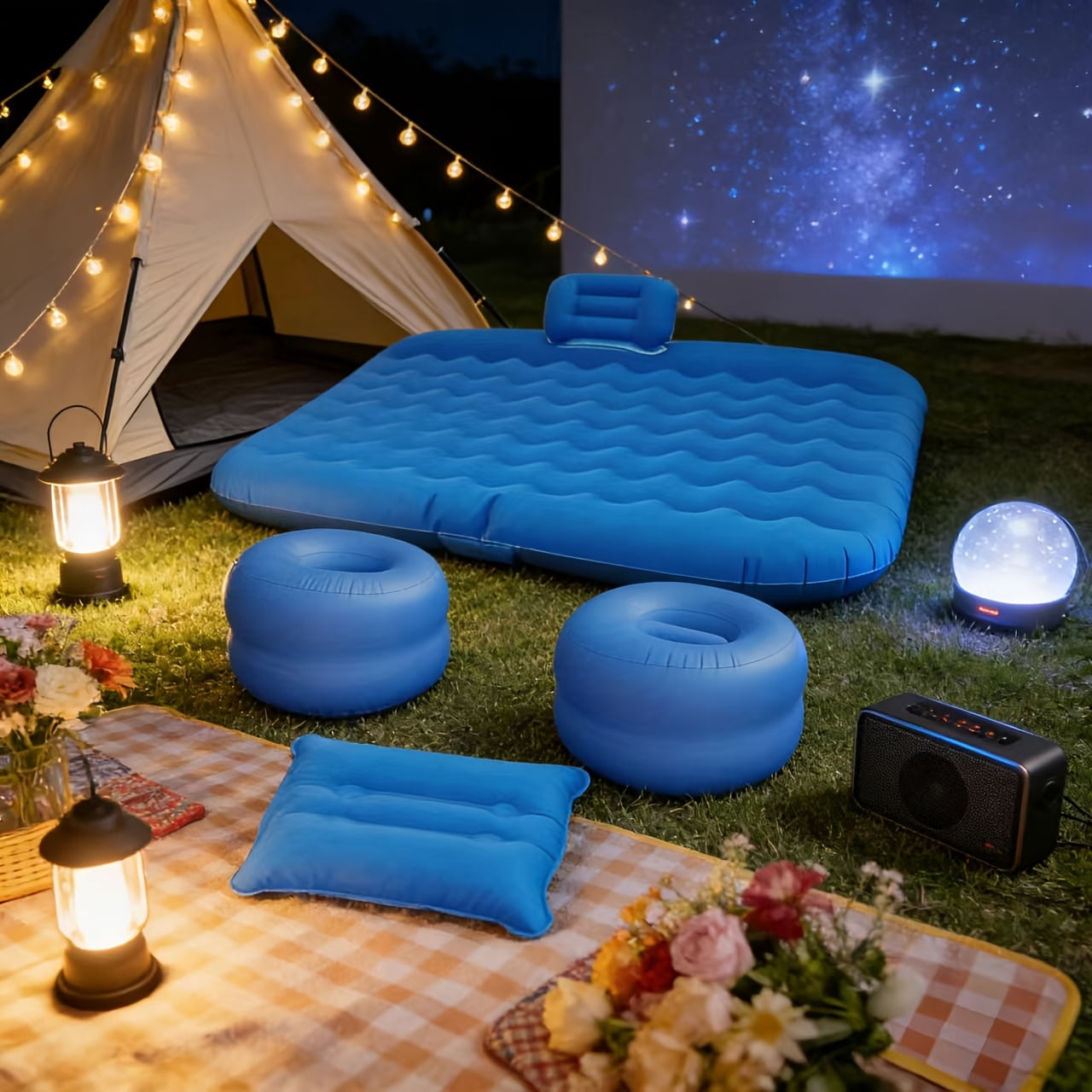 Christmas Camping Must-Have: Rectangular PVC Flocked Inflatable Car Bed ...
