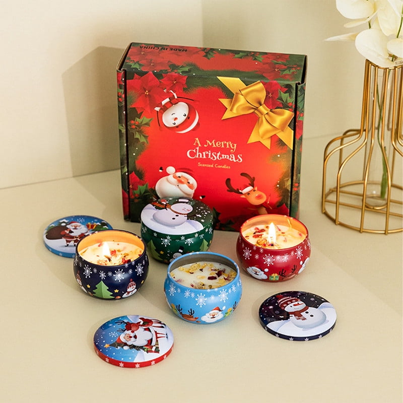 Christmas Candle Gift Set – 4-Pack Holiday Scented Soy Candles in ...