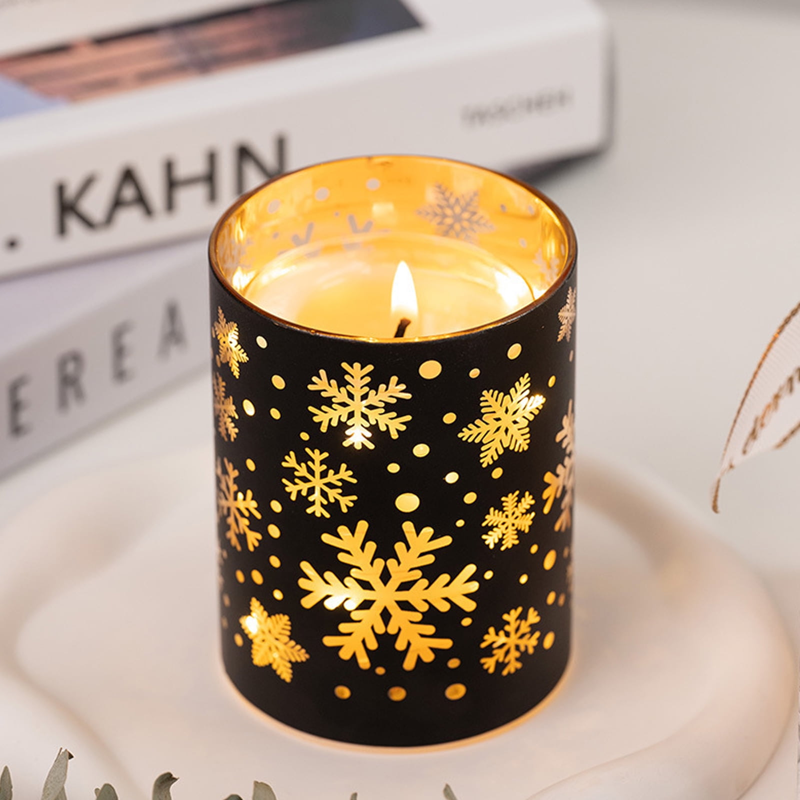 Christmas Candle Holder, Snowflake Glass Tealight Candle Holder with ...