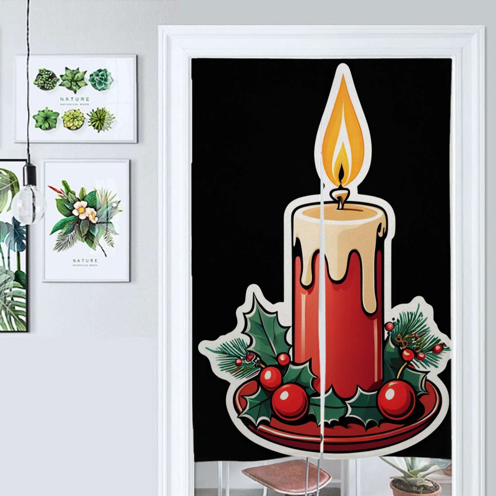 Christmas Candle Ornament Design Door Curtain Nordic Living Room ...