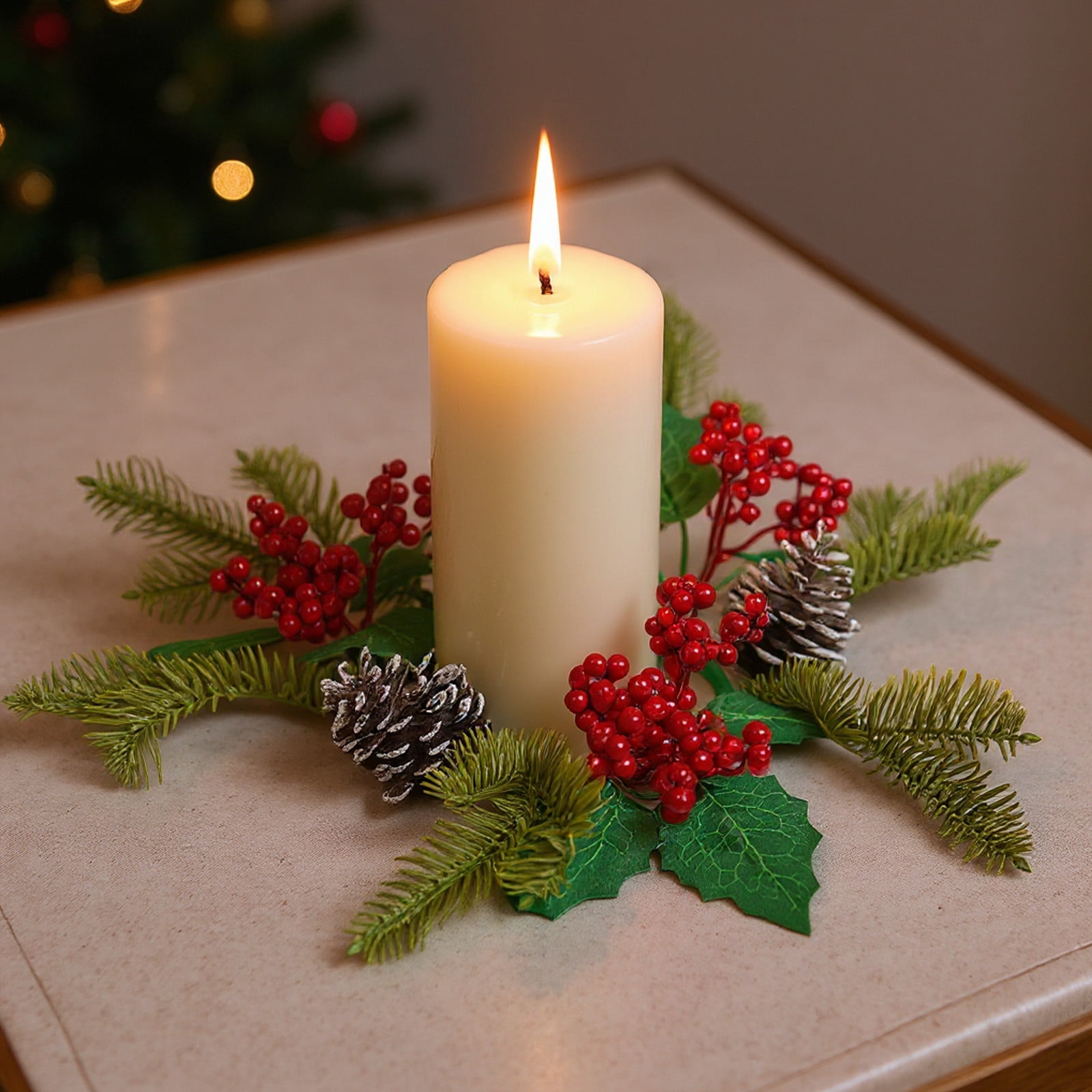 Christmas Candle Rings Wreath,Christmas Candlestick Wreath,Candle Ring ...