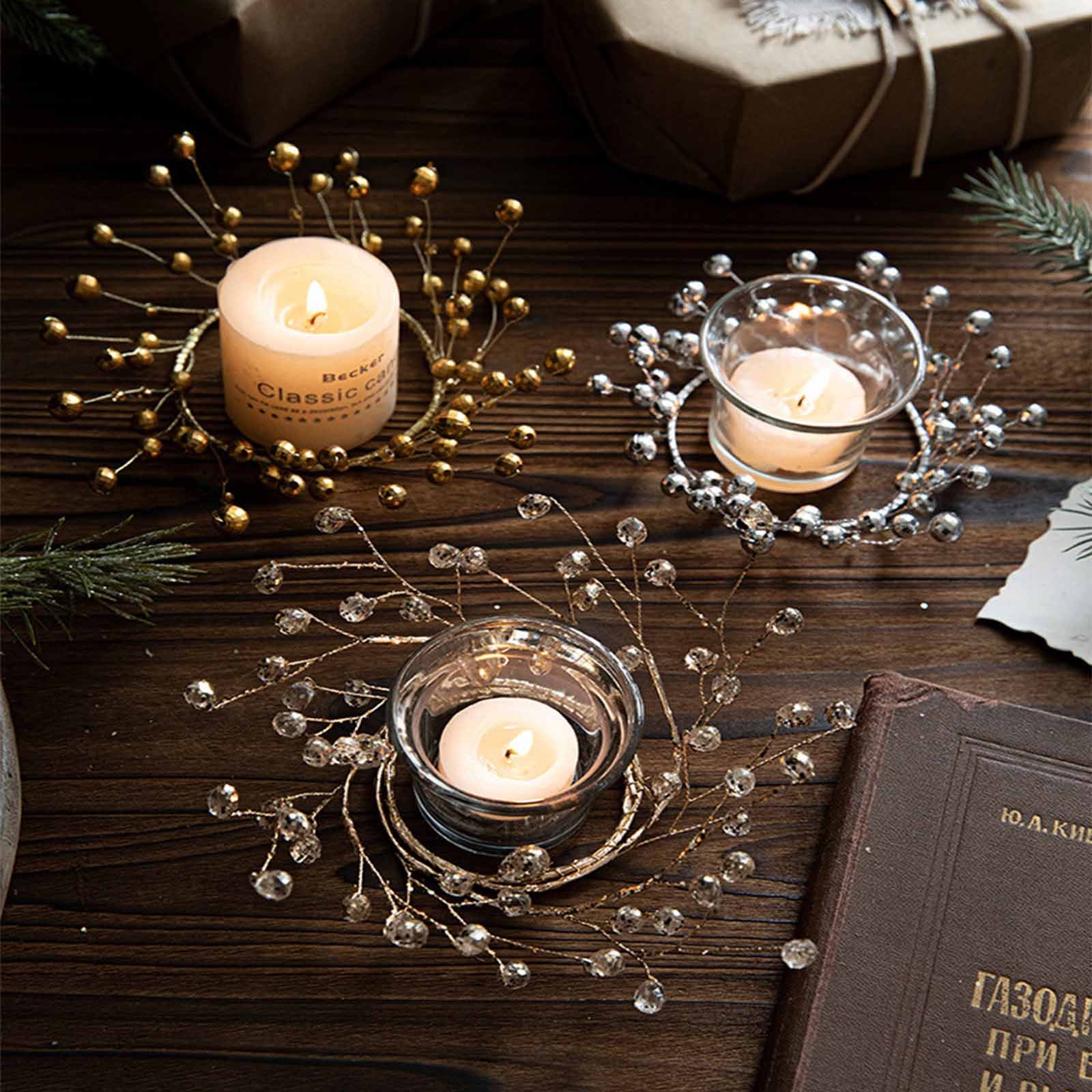 Christmas Candle Rings Wreaths Christmas Kitchen Cabinet Wreaths Candle ...