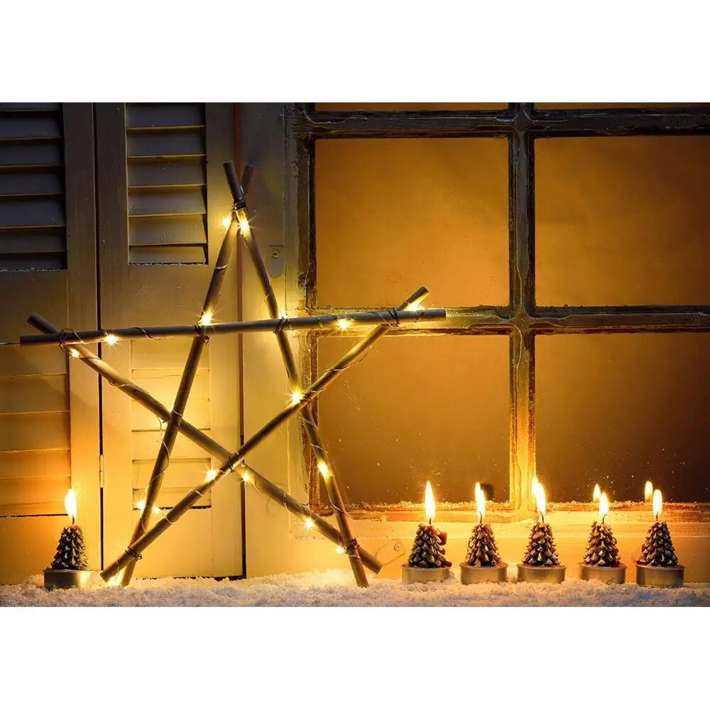 Christmas Candle Star Snow Window Backdrop Decor Baby Shower Newborn ...