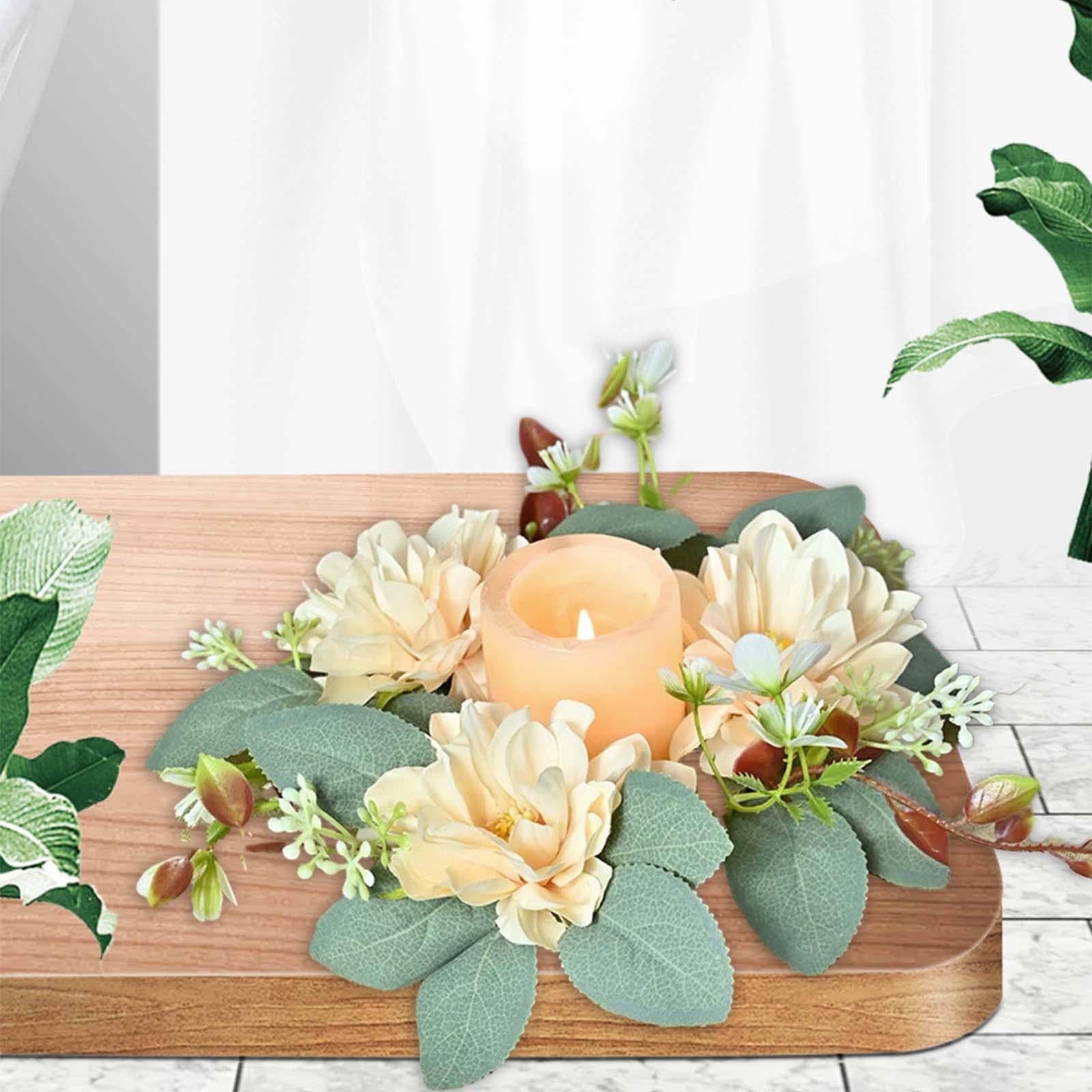 Christmas Candle Wreaths Candle Garland Pillar Candle Holder for Taper ...