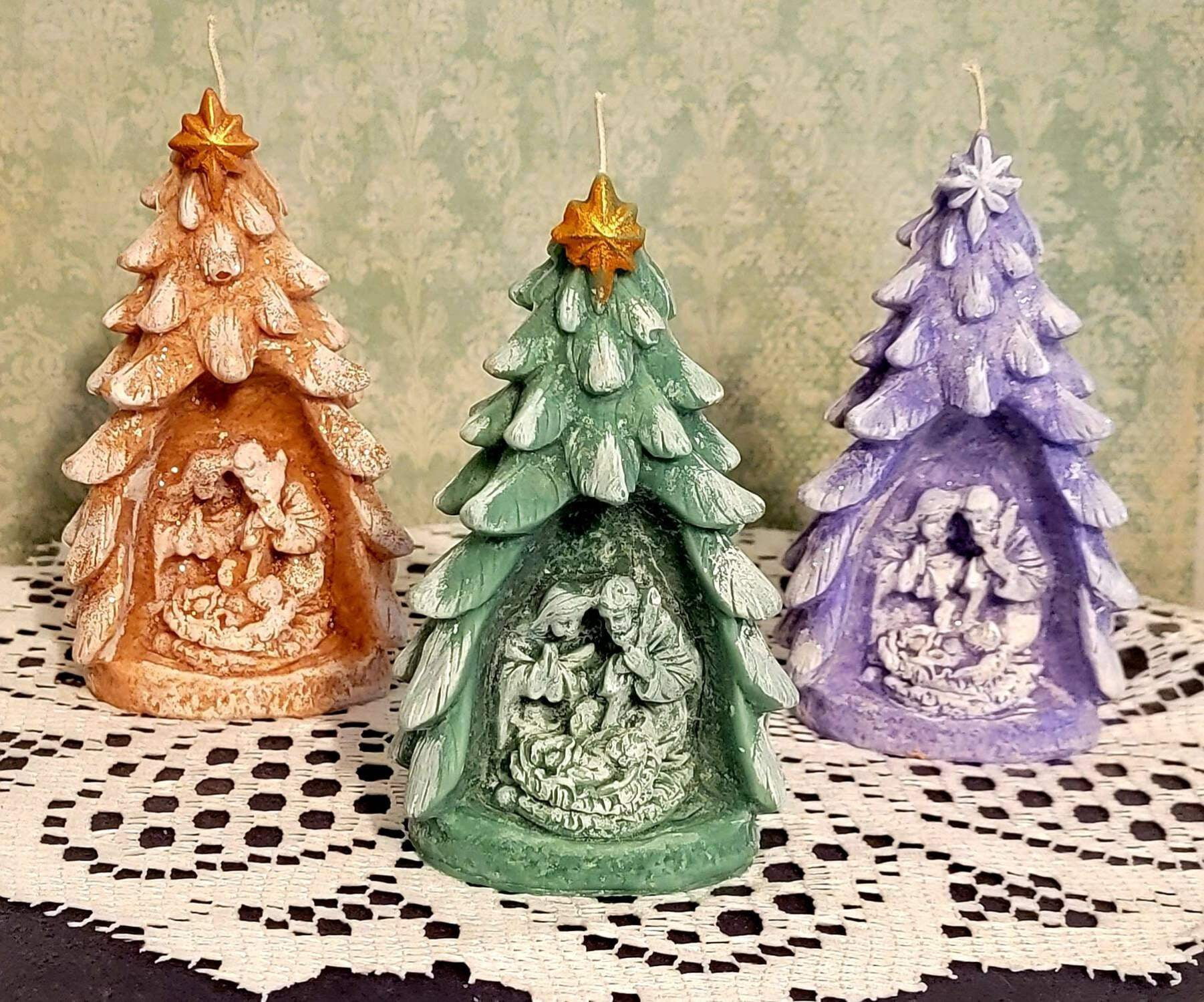 Christmas Candle with Nativity, Nativity Scene candle, Christmas ...