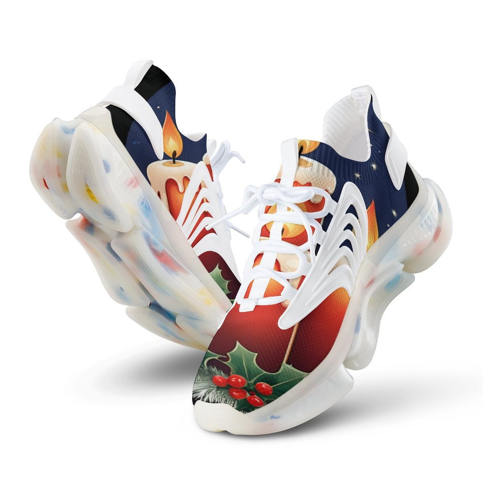 Christmas Candles Wreath Decor Walking Shoes for Men Woman Lightweight ...