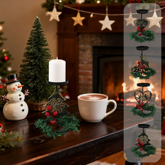 Christmas Candlestick Metal Reindeer and Heart Design | Bronzed Iron ...