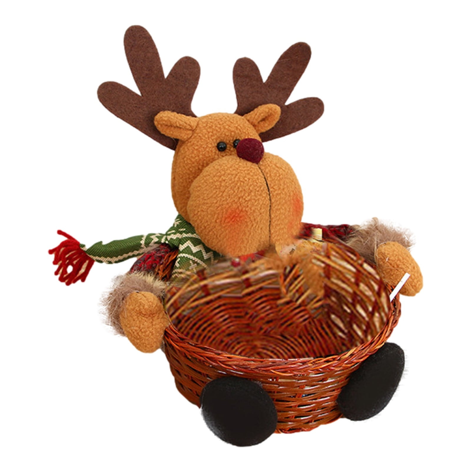 Christmas Candy Basket Santa Claus 7" Woven Basket Candy Dish Bowl ...