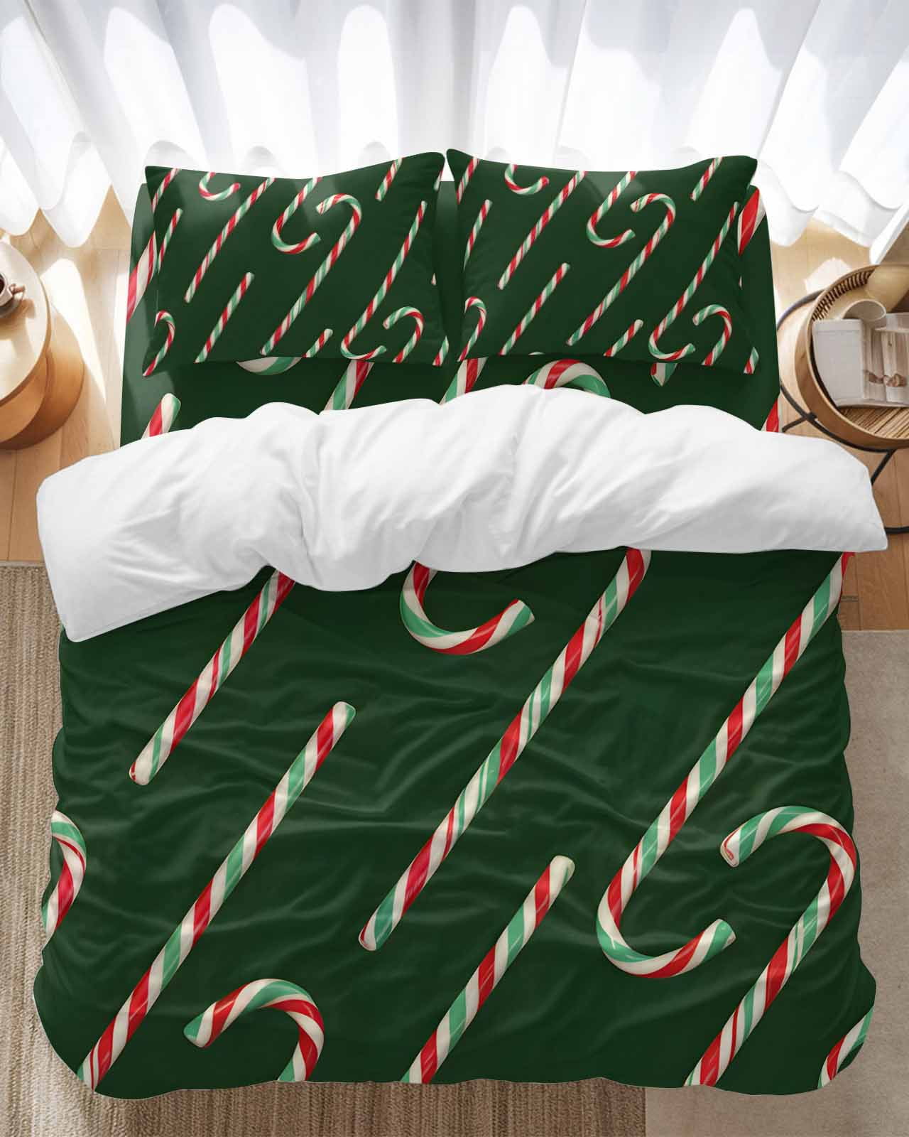 Christmas Candy Bedding Duvet Cover Set Twin Size 4 Pieces Stripe Candy ...