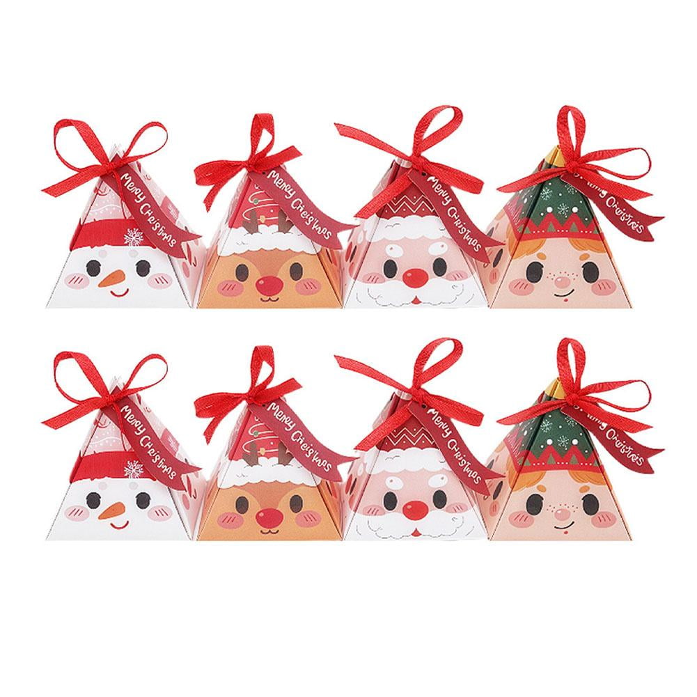 Christmas Candy Boxes, Triangular Treat Gifts Boxes with Ribbon ...