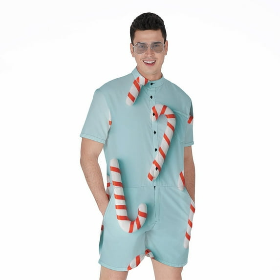 Christmas Candy Candies Pattern Short Sleeve Men'S Rompers, Jesus ...