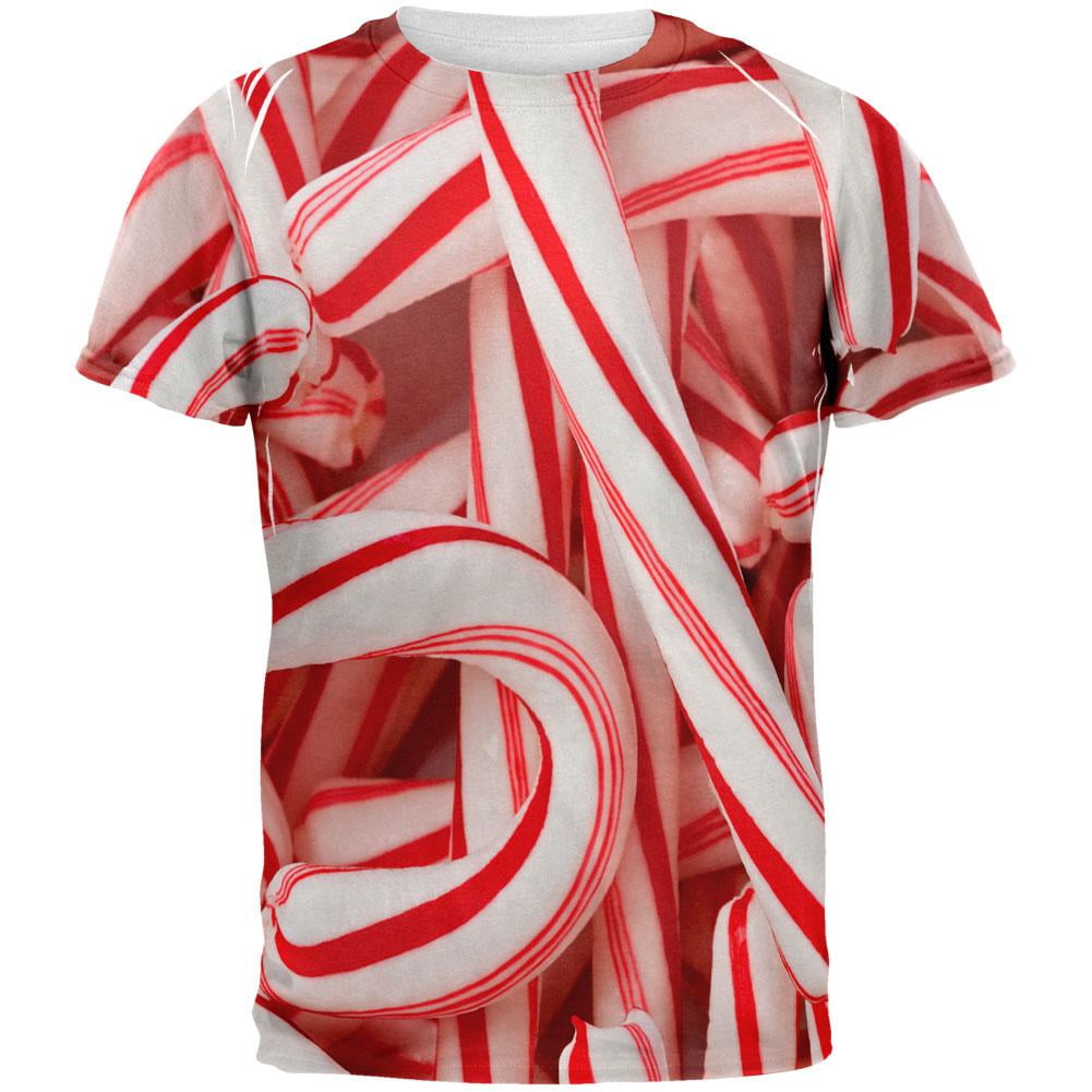 Christmas Candy Cane All Over Adult T-Shirt - X-Large - Walmart.com