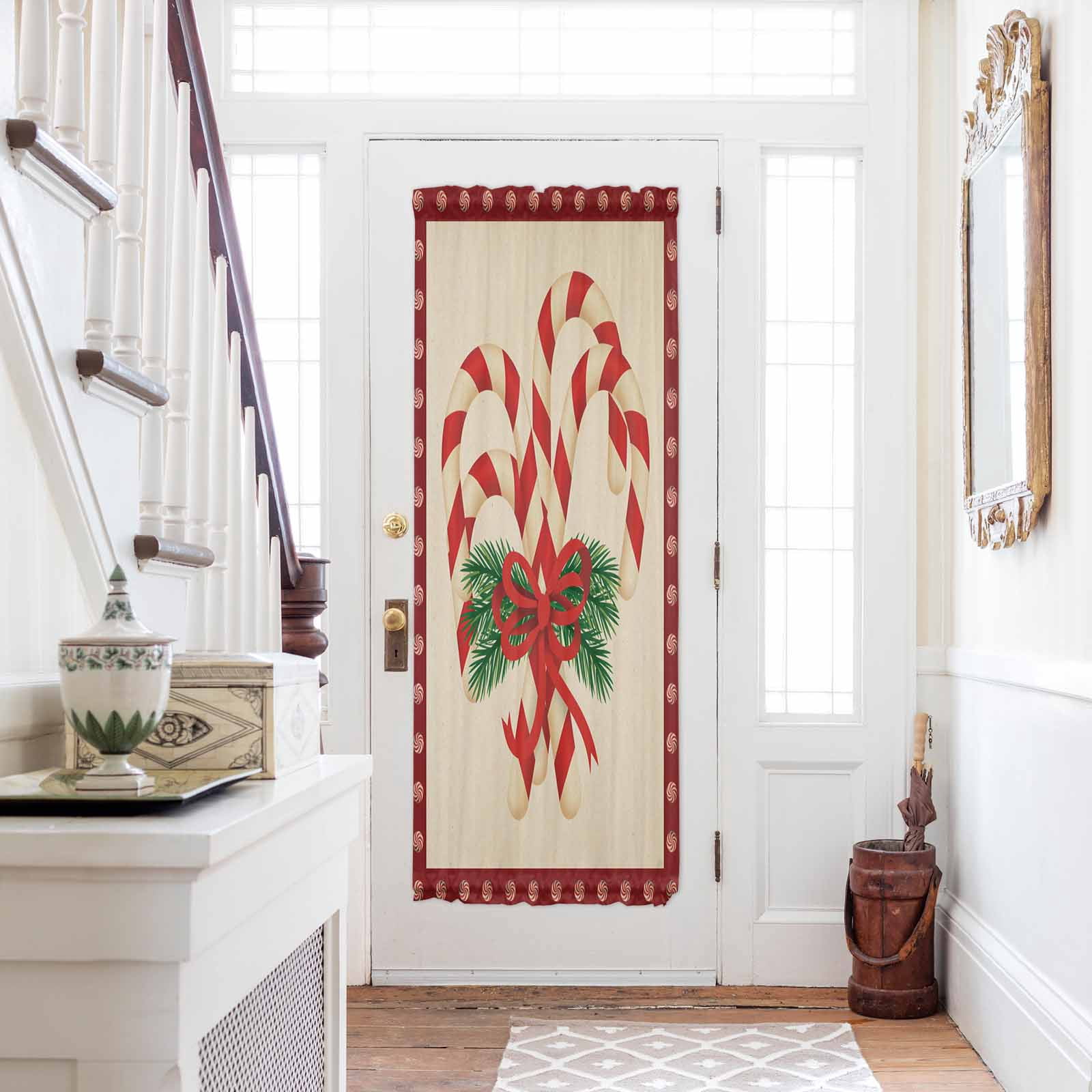 Christmas Candy Cane Door Curtains for Door Window, French Sidelight ...