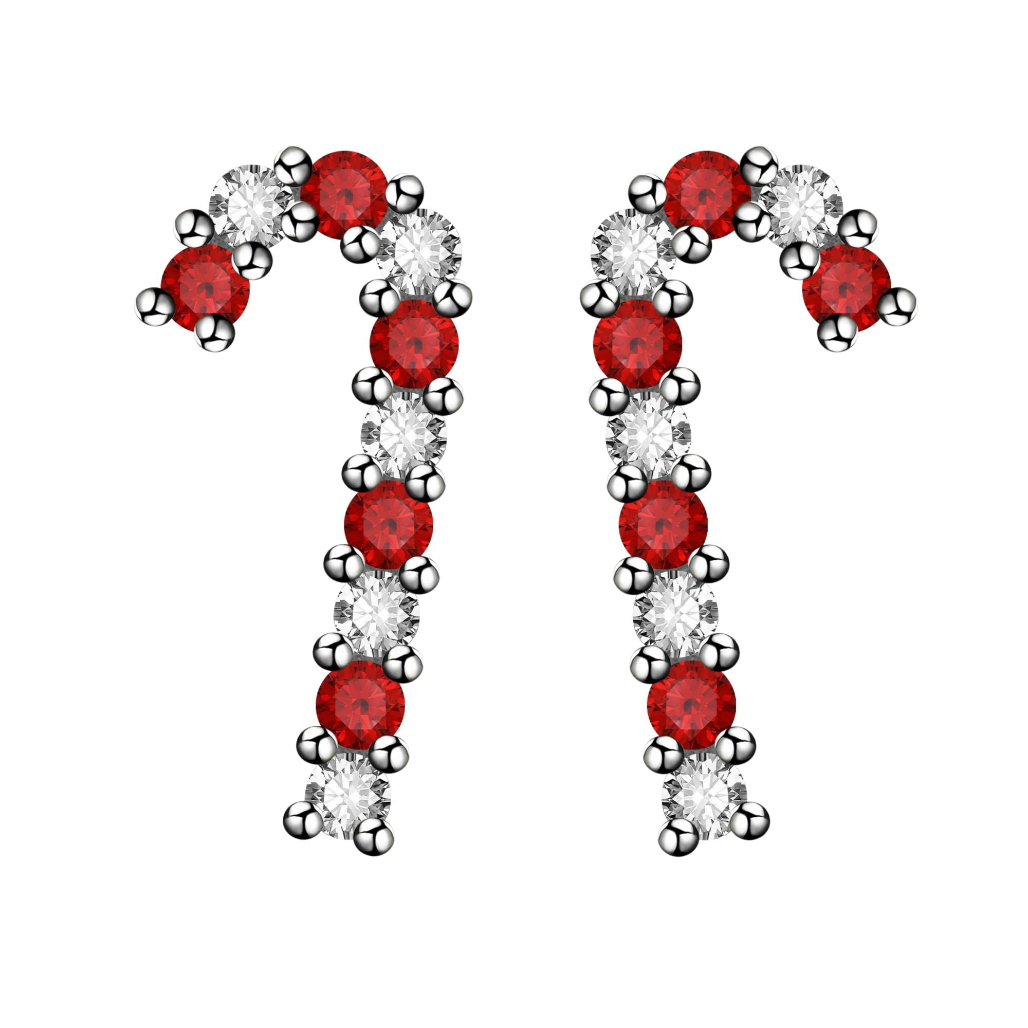 Christmas Candy Cane Flat Back Earrings for Women Sterling Silver 16g ...