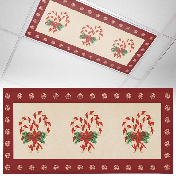 Christmas Candy Cane Fluorescent Light Covers Red Beige Candy Winter ...