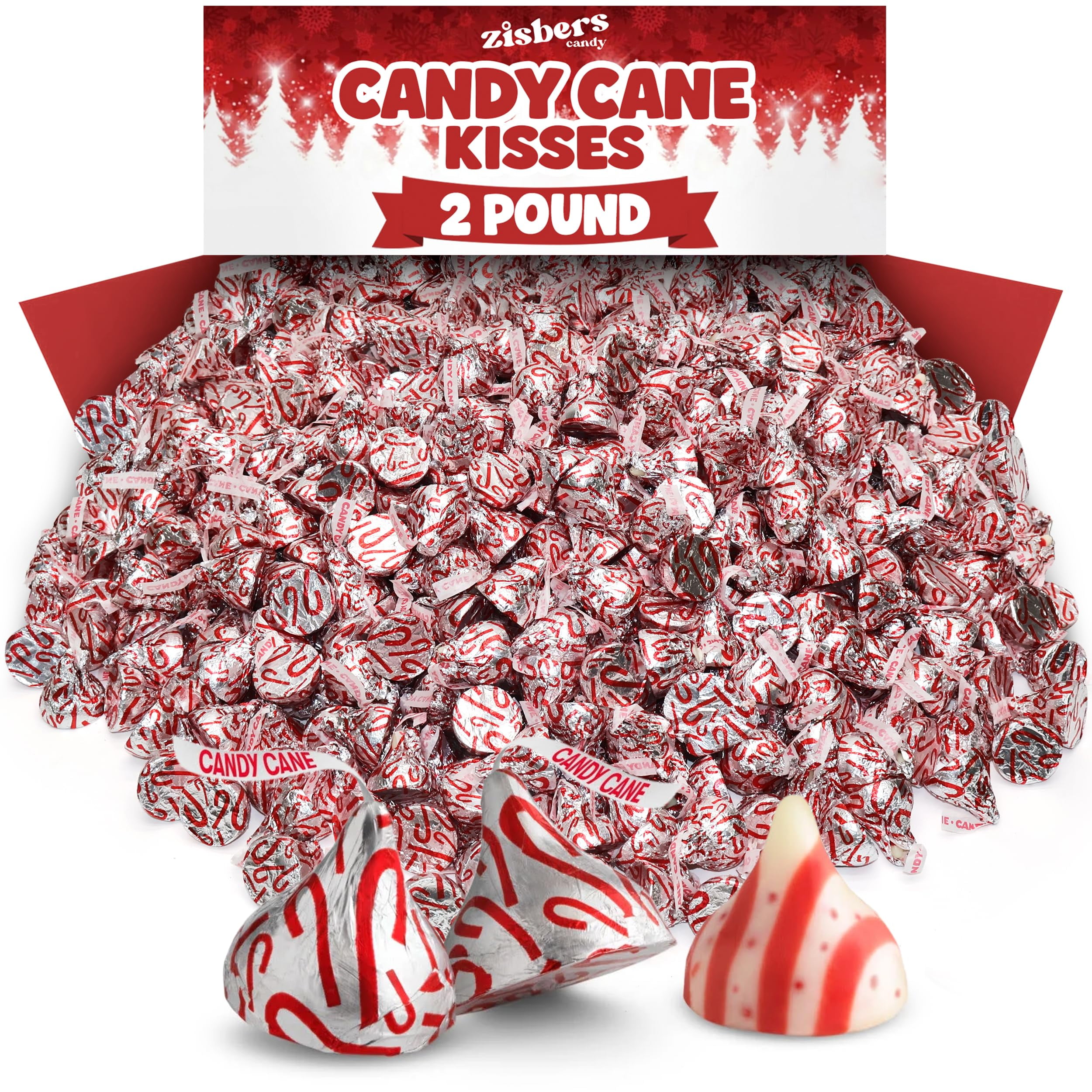 Christmas Candy Cane Kisses BCF26 2 Pound Bulk Bag - Peppermint ...