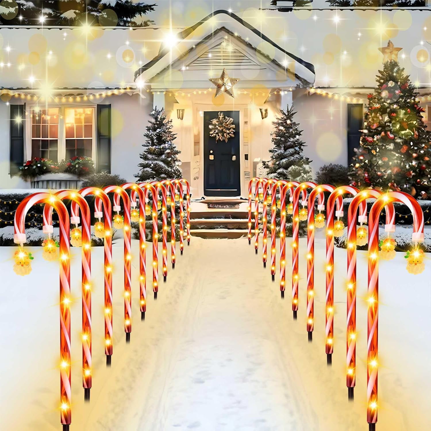 Christmas Candy Cane Pathway Lights - 8 Pack 17" LED Christmas Candy ...