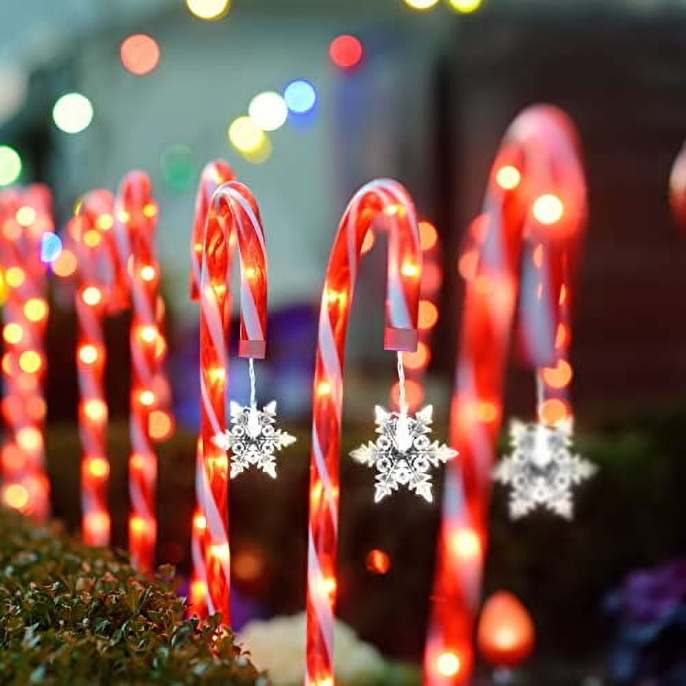 Christmas Candy Cane Pathway Markers with Snowflake (16.5" 64 LED 16 ...