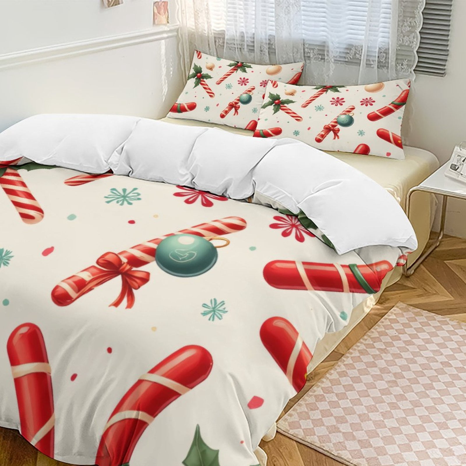 Christmas Candy Cane Pattern 3D Duvet Cover Set Quilt Cover Theme of ...