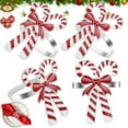 Christmas Candy Cane Shaped Napkin Holders, 4PCS Bow Napkin Ring ...