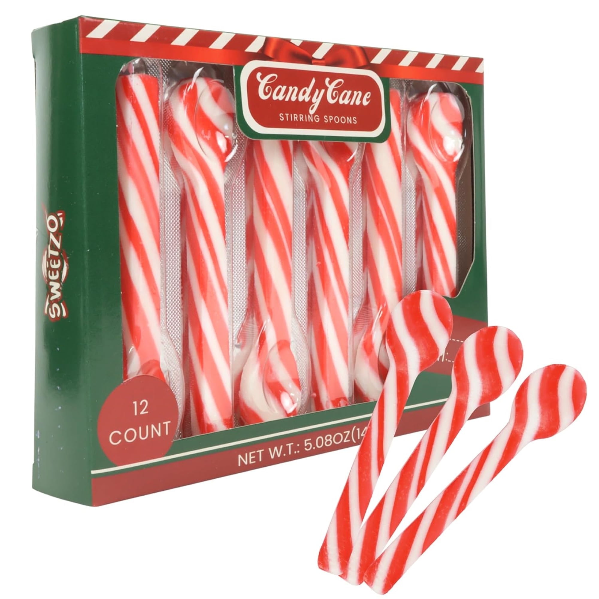 Christmas Candy Cane Spoons, Hot Chocolate Peppermint Stirrers, 12 ...