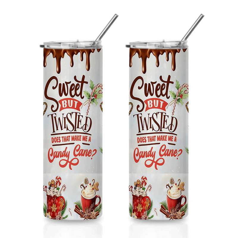 Christmas Candy Cane Theme Skinny Tumbler, Sweet But Twisted Holiday ...