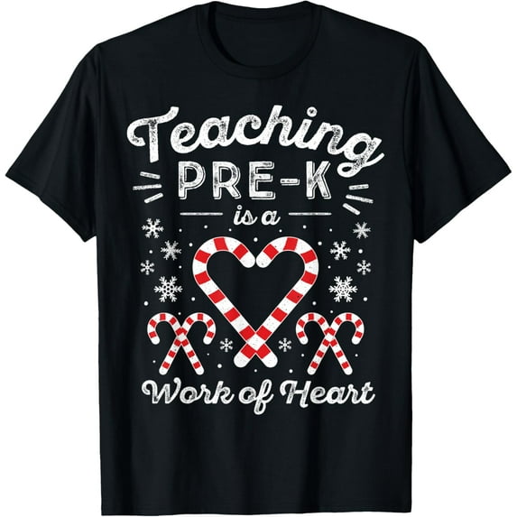 Christmas Candy Cane Work of Heart Preschool & Pre-K Teacher Adult T ...