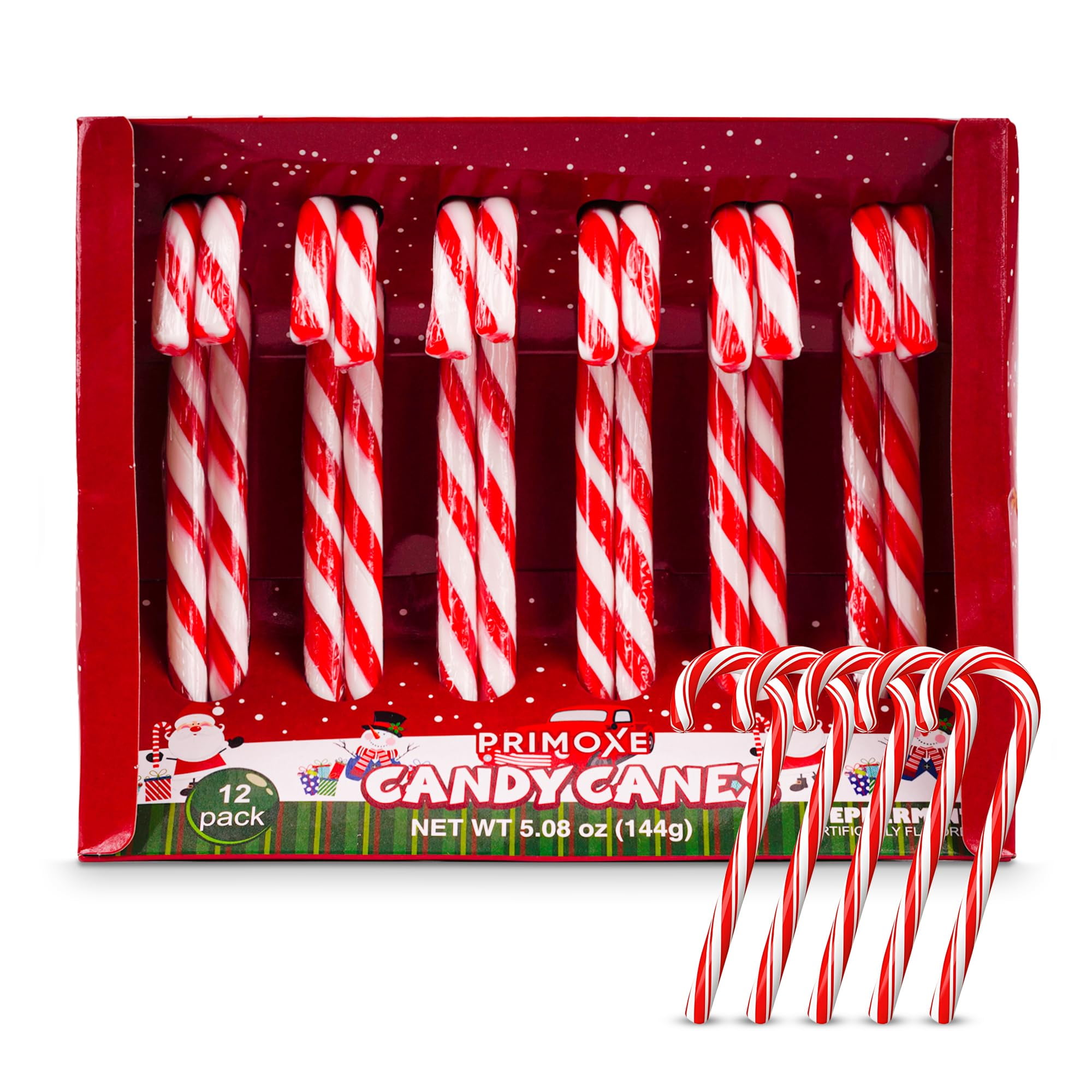 Christmas Candy Canes 12 BCF26 Pack - Classic Red & White Peppermint ...