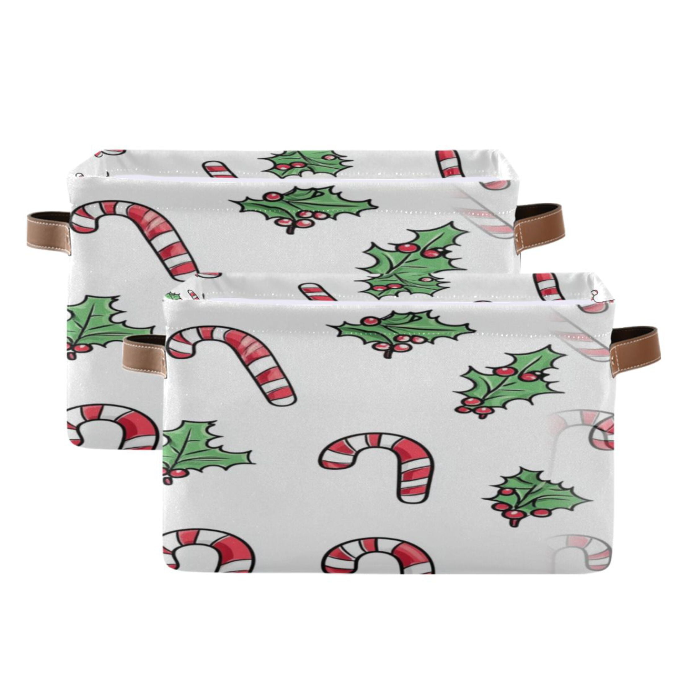 Christmas Candy Canes Foldable Storage Basket,Canvas Fabric Foldable ...