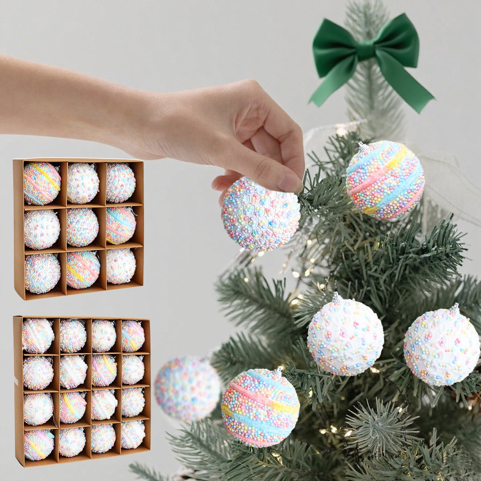 Christmas Candy Colored Foam Balls, Ornament Set with Hanging Strings ...