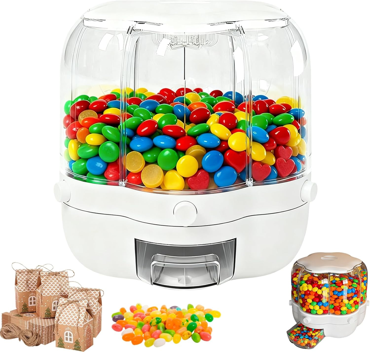 Christmas Candy Dispenser, 360° Rotating Candy Dispensers with Treat ...