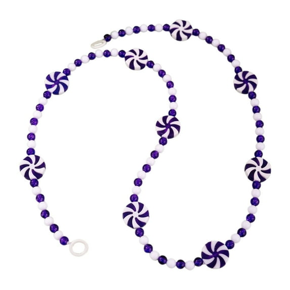 Christmas Candy Garland - Purple and White Peppermint Beaded Hanging ...