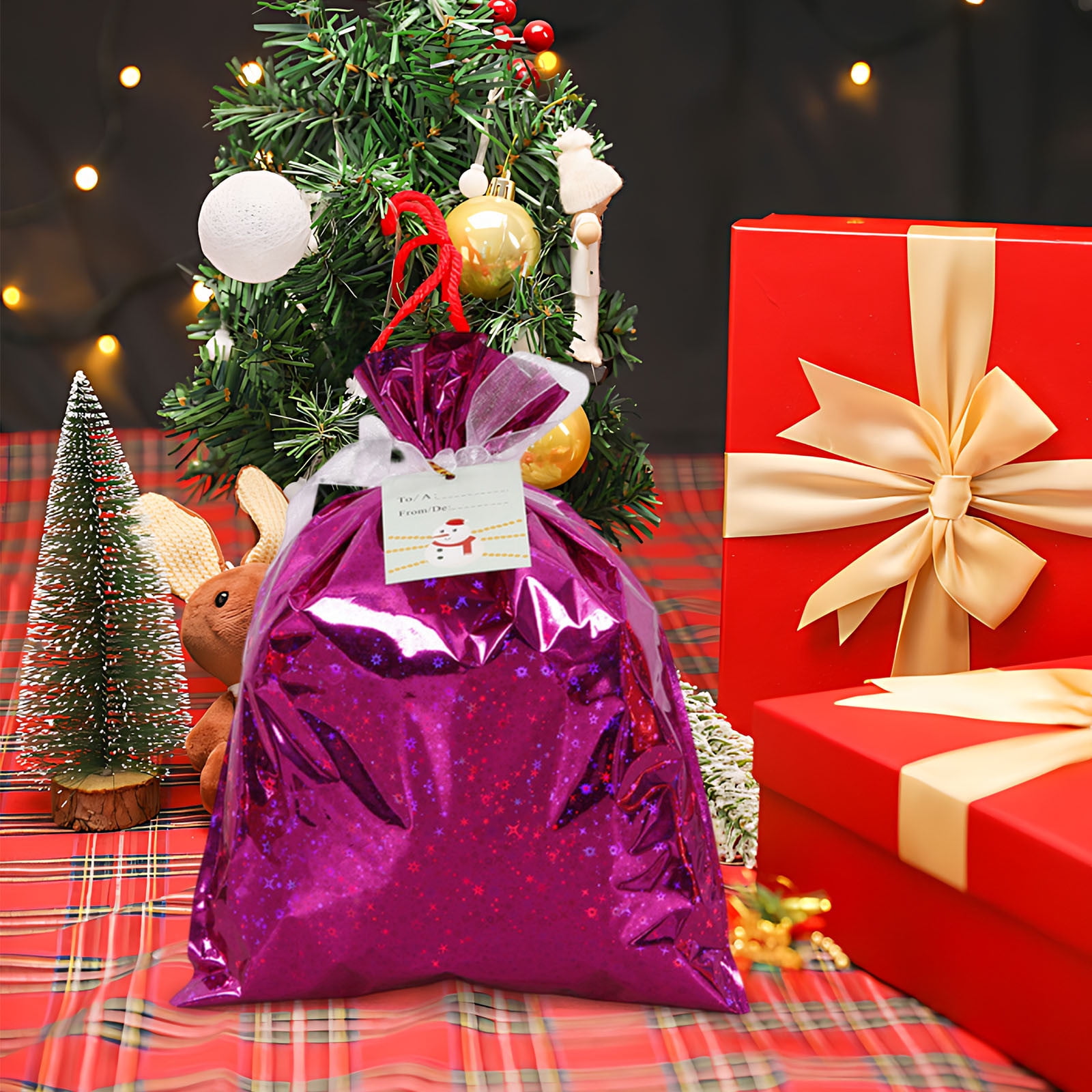 Christmas Candy Gift Bag | Drawstring Elk Santa Pocket | Festive ...