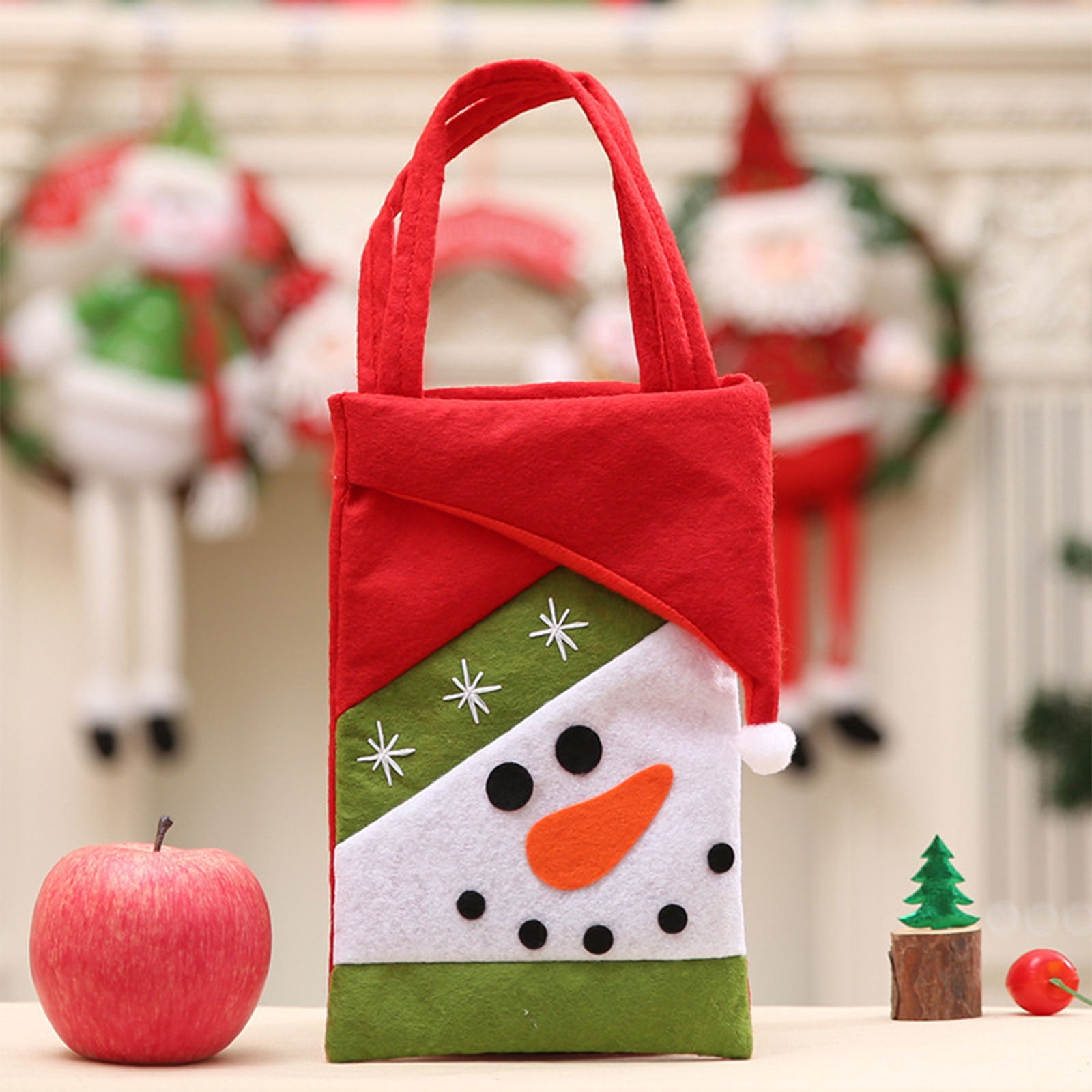 Christmas Candy Gift Bags, Snowman Pattern Treat Felt Bag, 8.6" x 5.9 ...