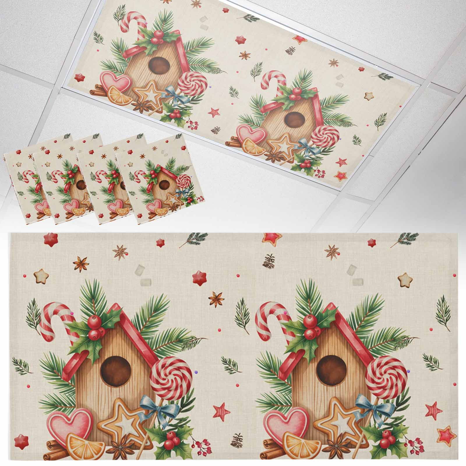 Christmas Candy House Fluorescent Light Covers Vintage Pine Branch ...