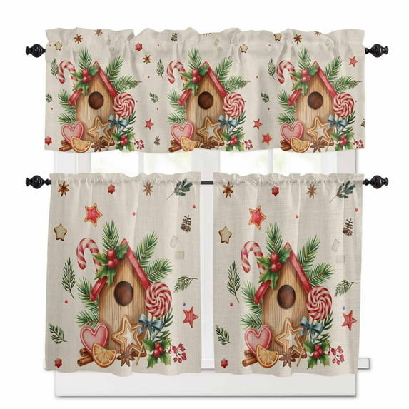 Christmas Candy House Kitchen Curtains Valances and Tiers Set of 3 ...