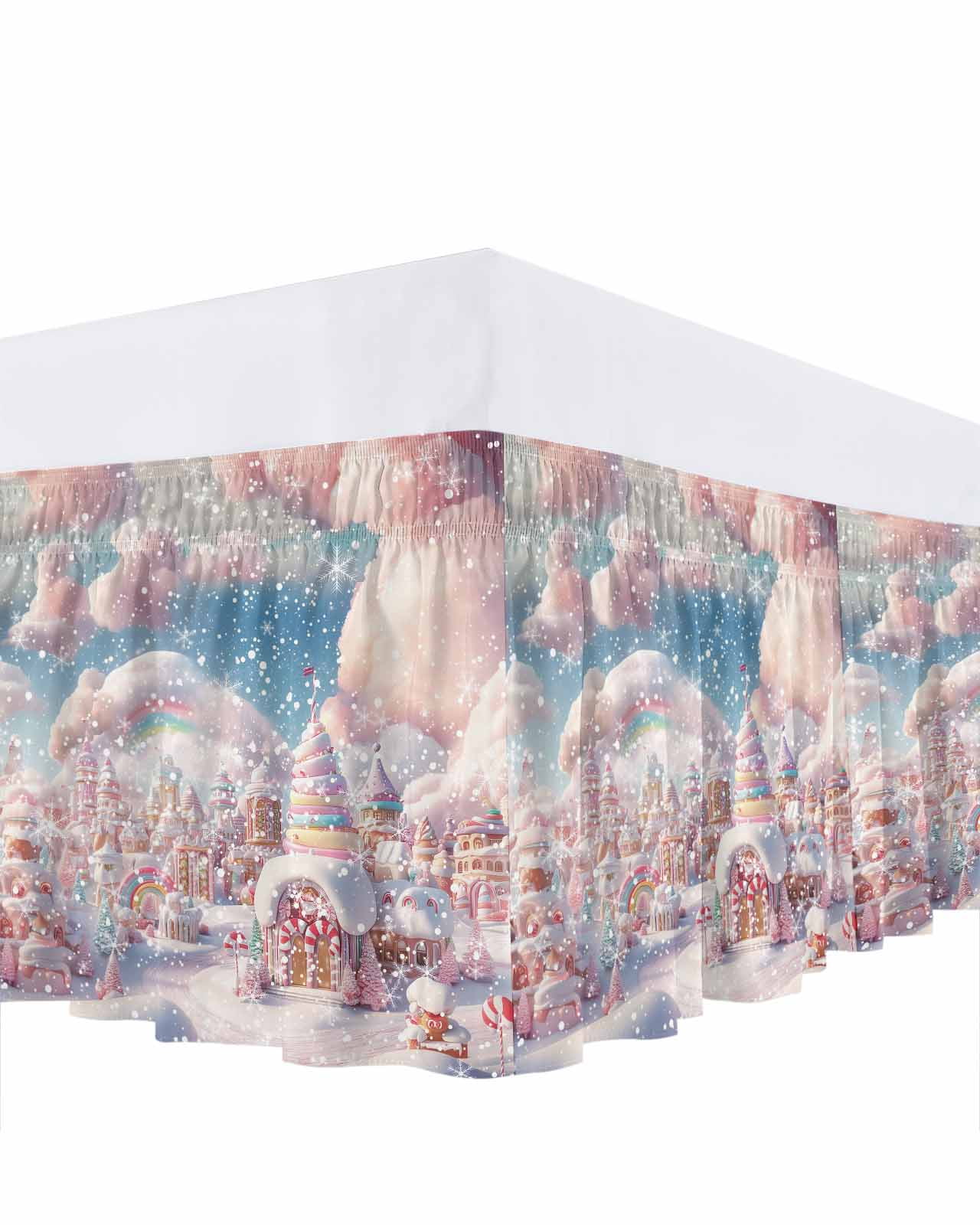 Christmas Candy Ice Cream Bed Skirt Queen Size 16 Inch Drop ...