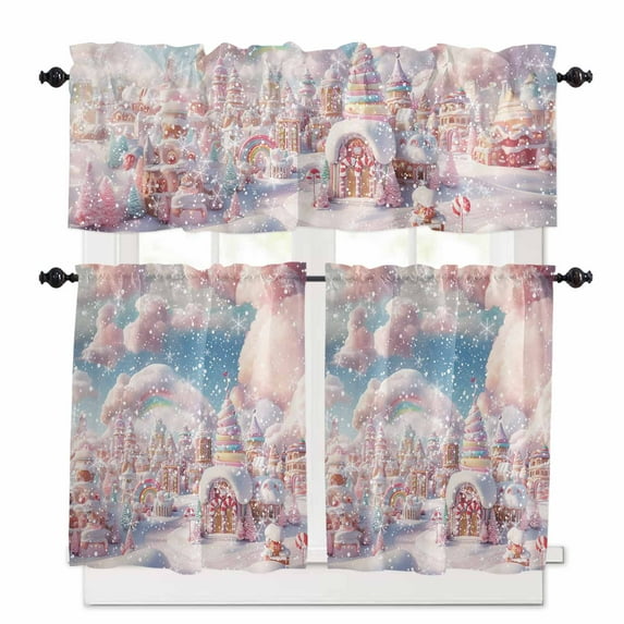 Christmas Candy Ice Cream Kitchen Curtains Valances and Tiers Set of 3 ...