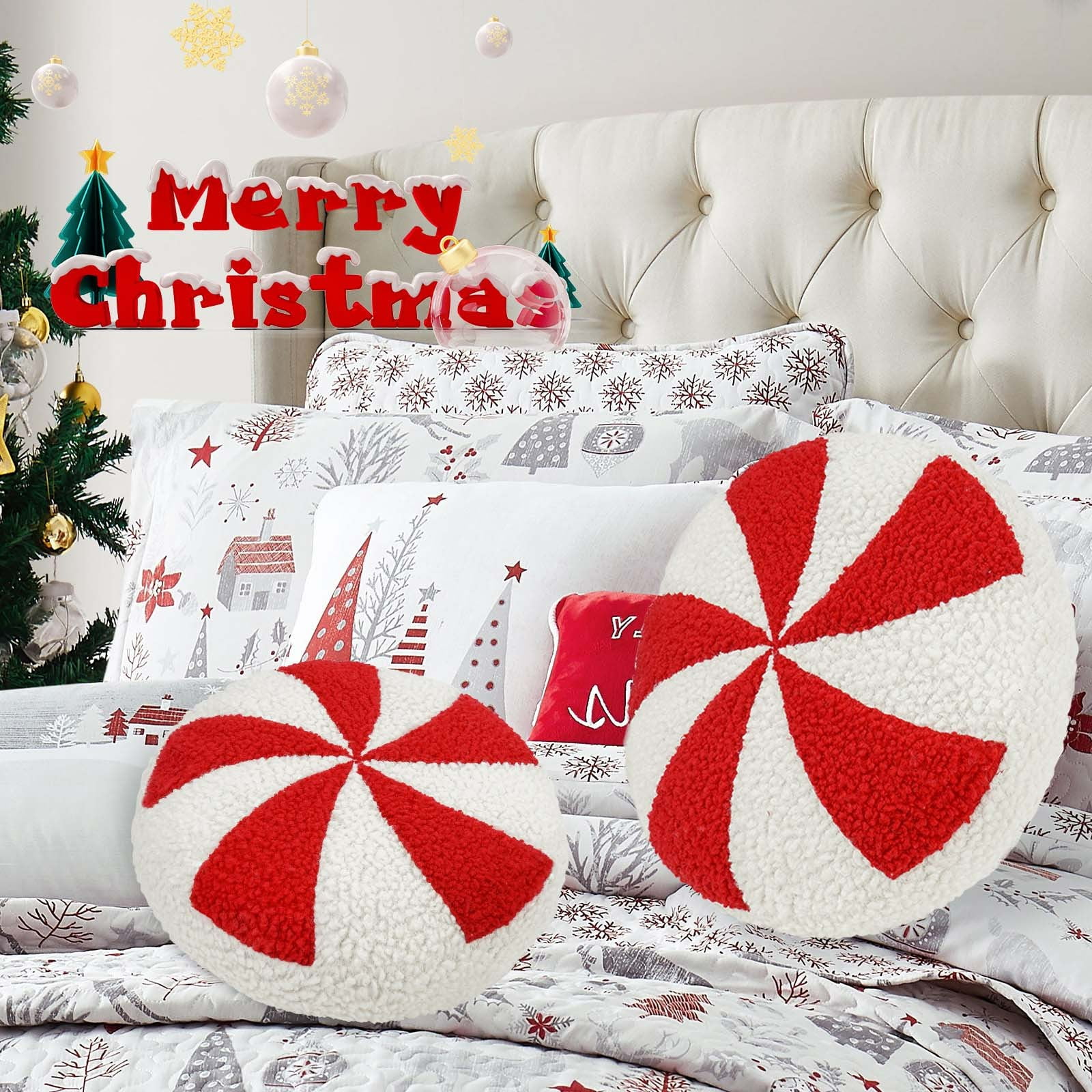 Christmas Candy-Shaped Plush Cushion - Soft Decorative Pillow, Festive ...