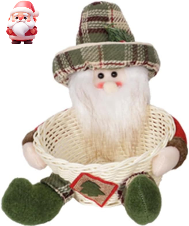 Christmas Candy Storage Basket, 7" Woven Santa Claus Basket, Reindeer ...