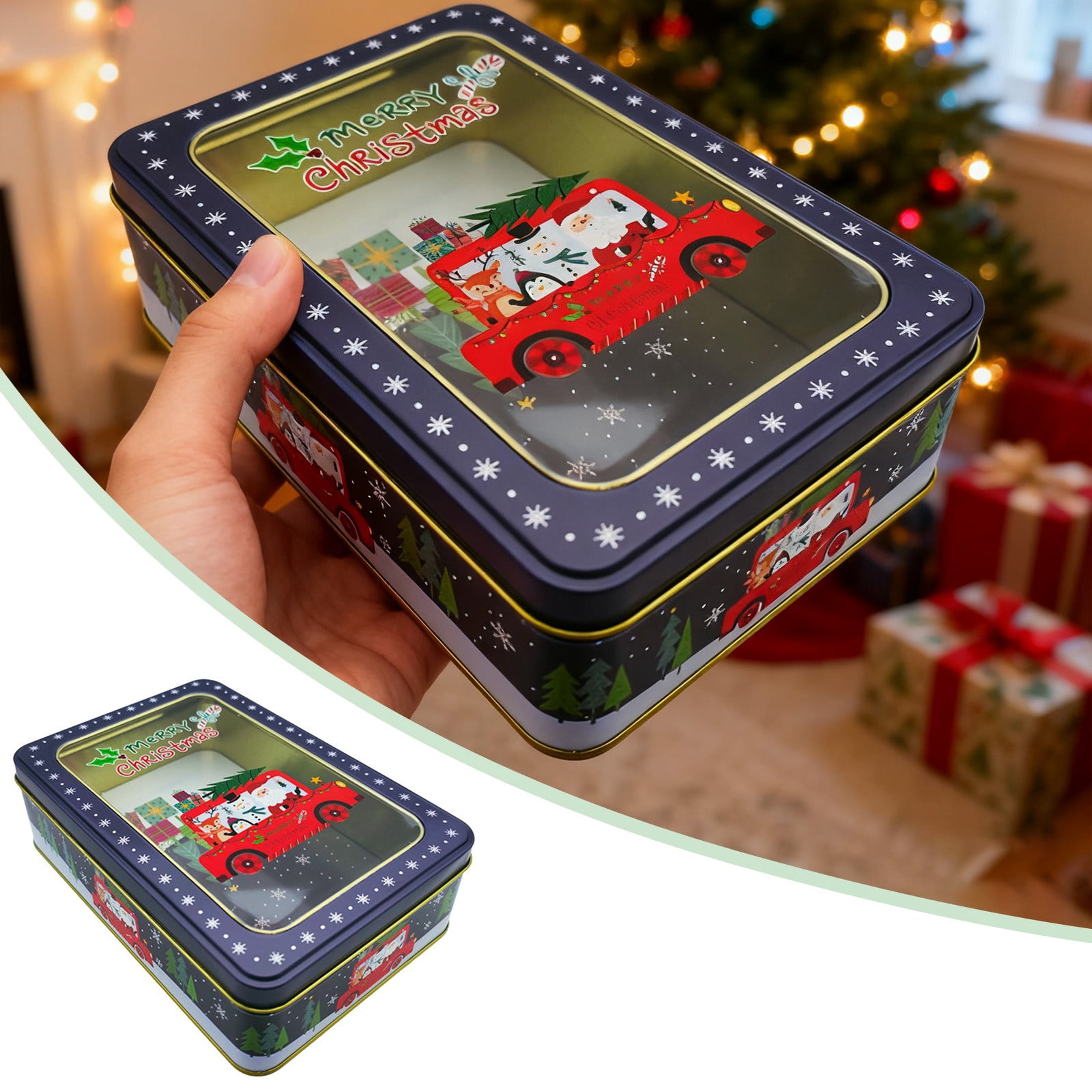 Christmas Candy Tin Box,Christmas Treat Tins,Metal Christmas Cookie ...